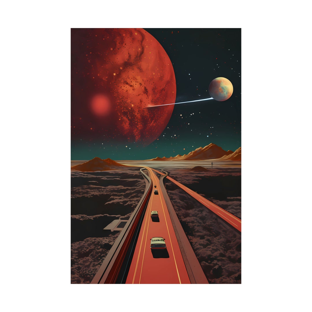 Stellar Pathway: 'highway Home' in a Retro Space Poster With Vintage ...
