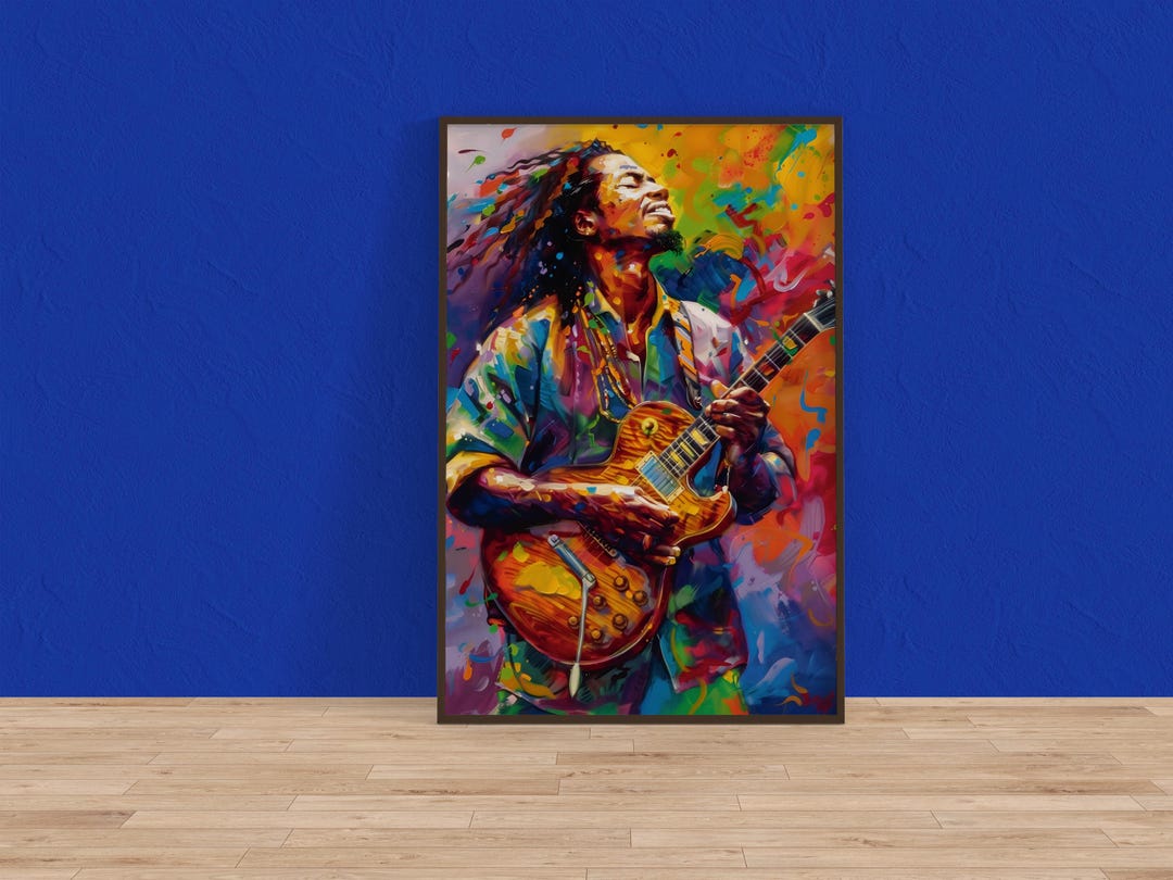 Dynamic Musician With Dreadlocks Wall Art, Vibrant Guitar Performance ...