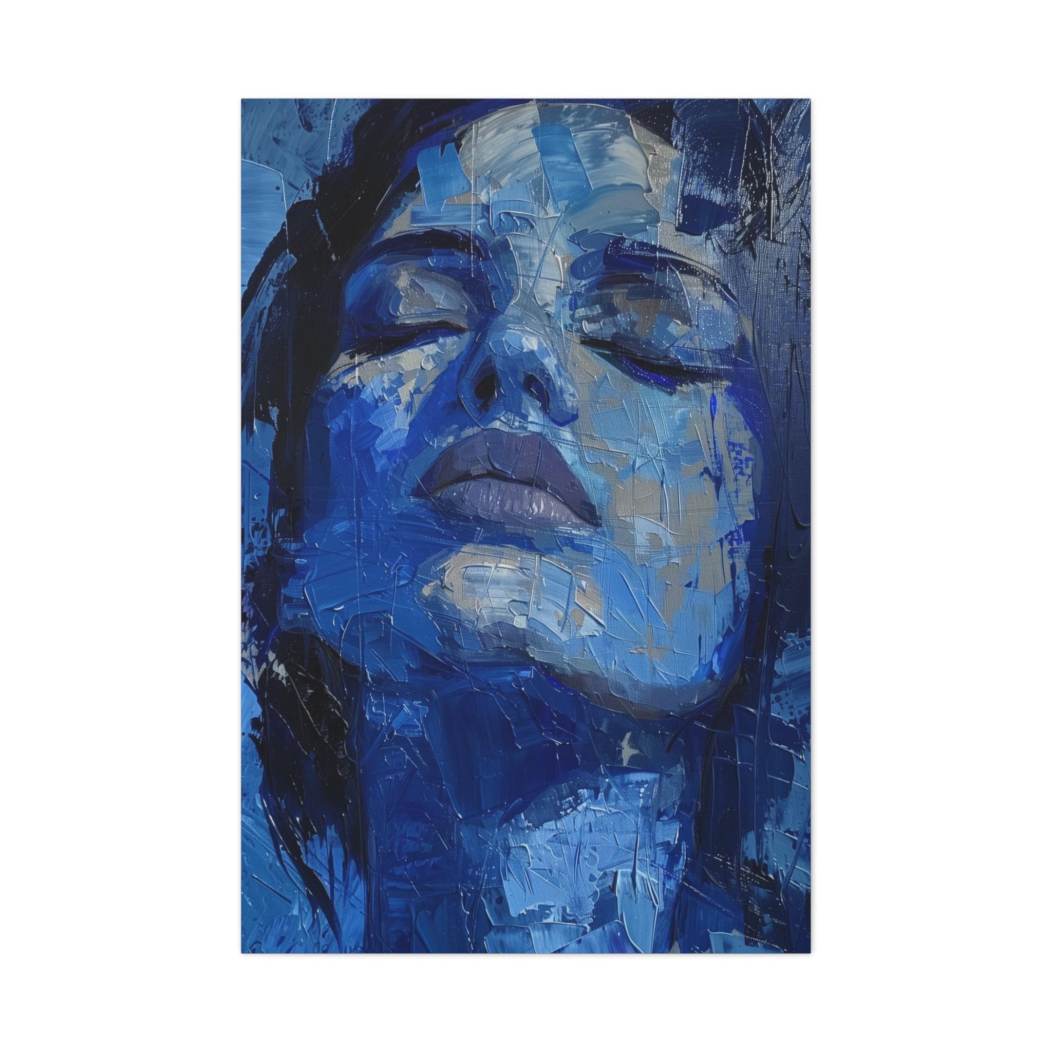 Blue Muse, Abstract Female Portrait, Blue, Modern Decor, Minimalist ...