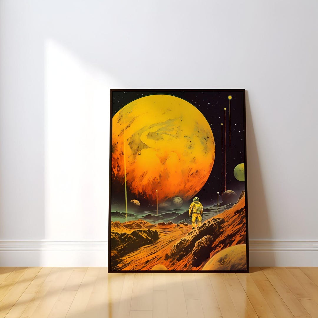 Retro Futurist Space Art, Golden Odyssey Collage (yellow Planet) - Etsy