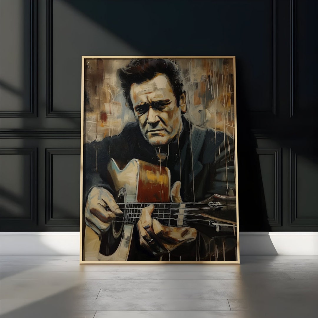 Johnny Cash Portrait: Wall Arting Tribute, Iconic Music Legend Canvas ...