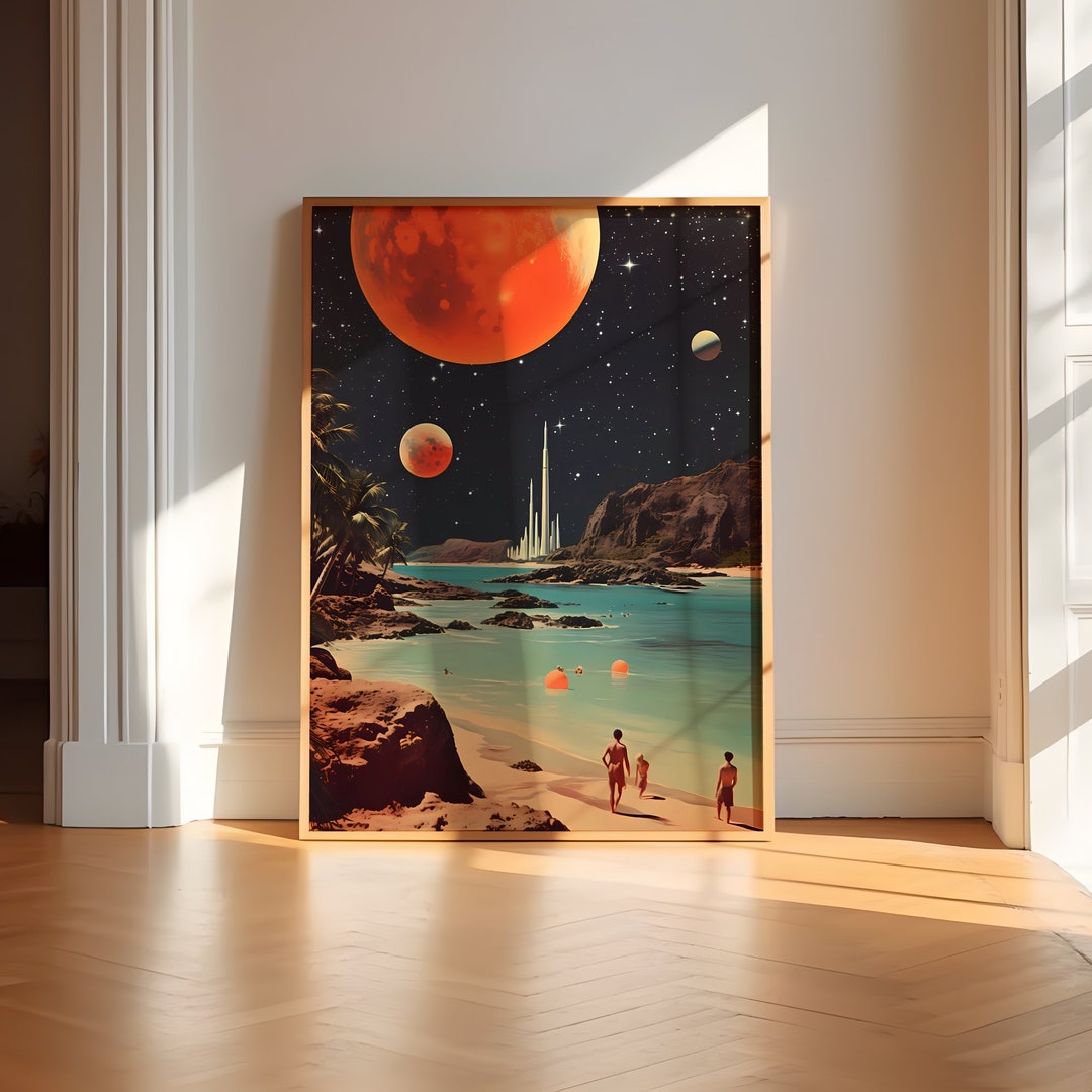Space Beach: Retro Space Art With Vintage Collage and Sci-fi Design ...