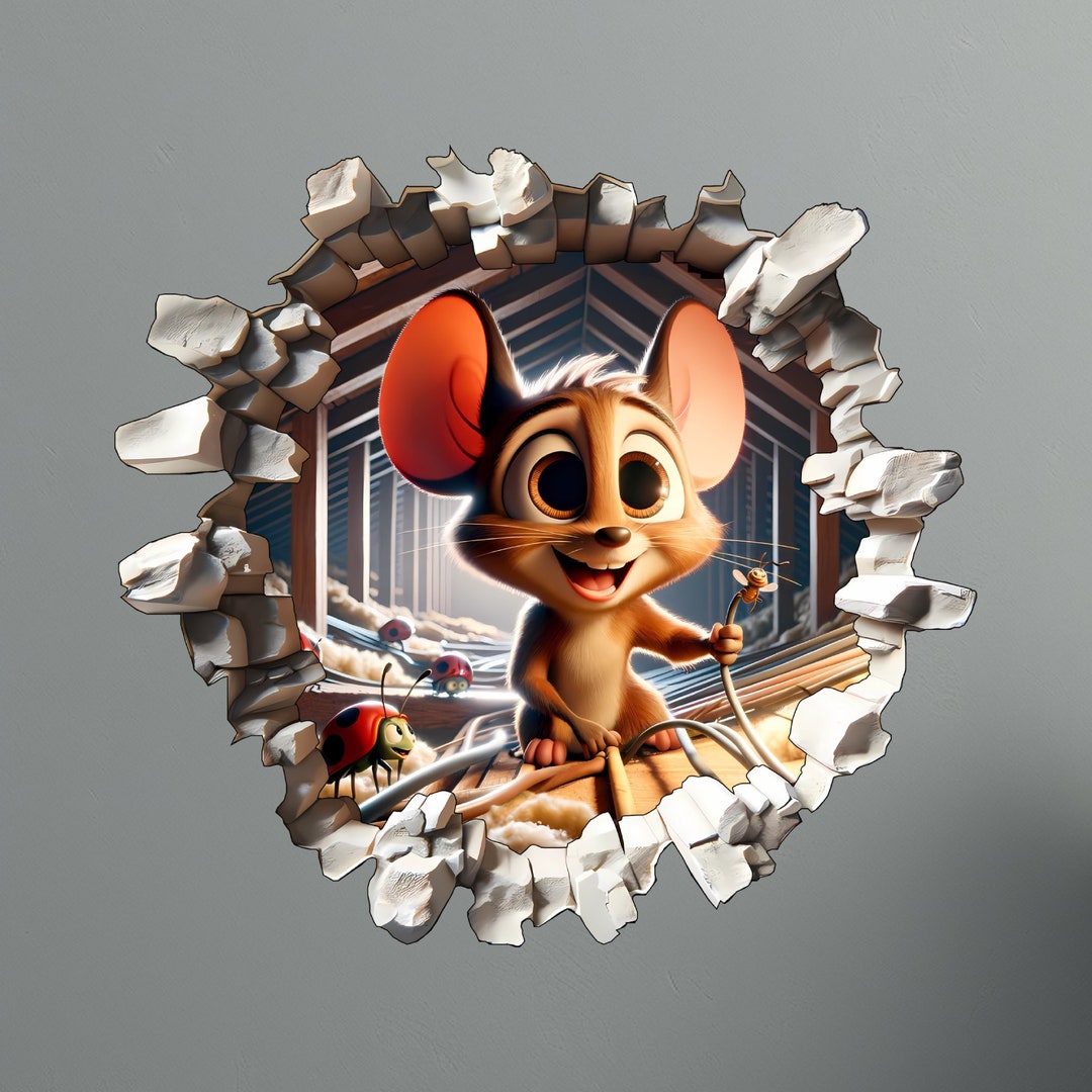 Mouse in Attic Wire Wonderland Vinyl Wall Decal for Rodent - Etsy