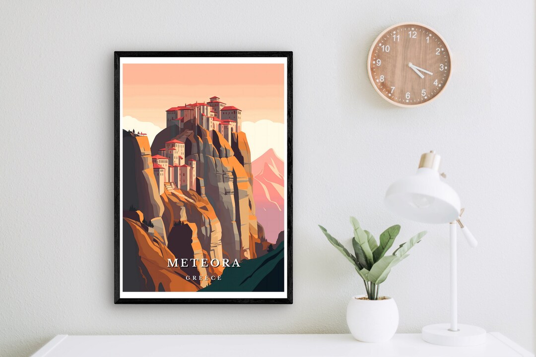 Meteora Monasteries Art Print Travel Poster Wallpaper - Etsy