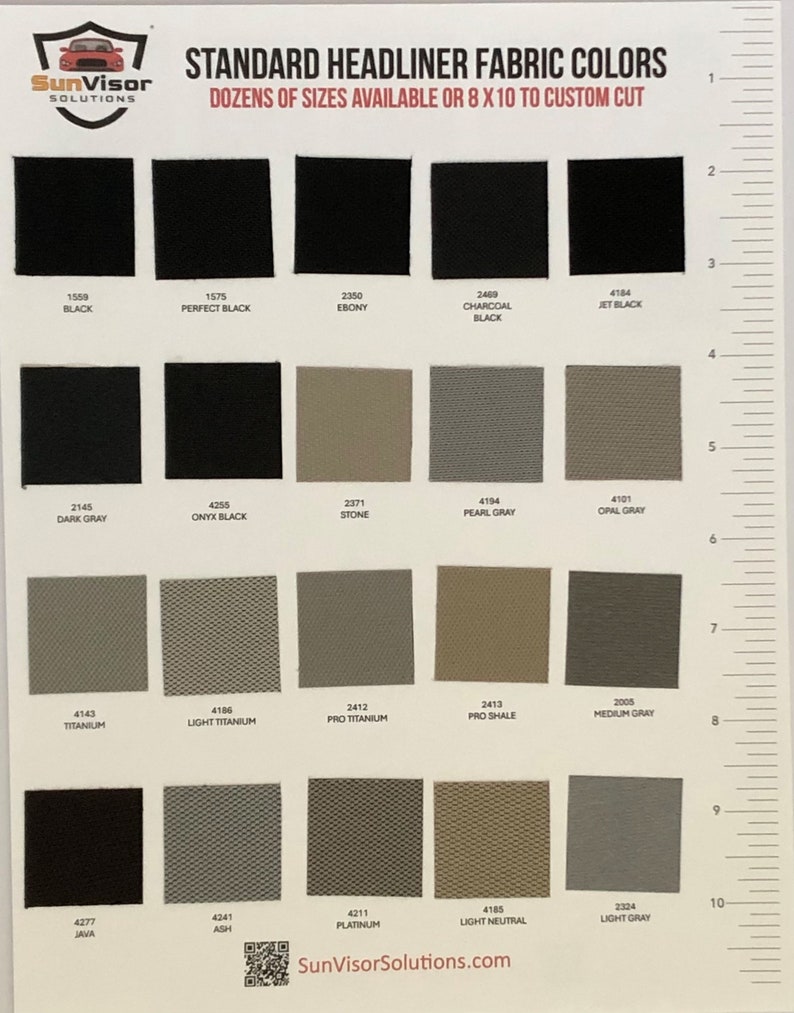Standard Fabric Color Chart for Sun Visor Warning Label Covers - Etsy