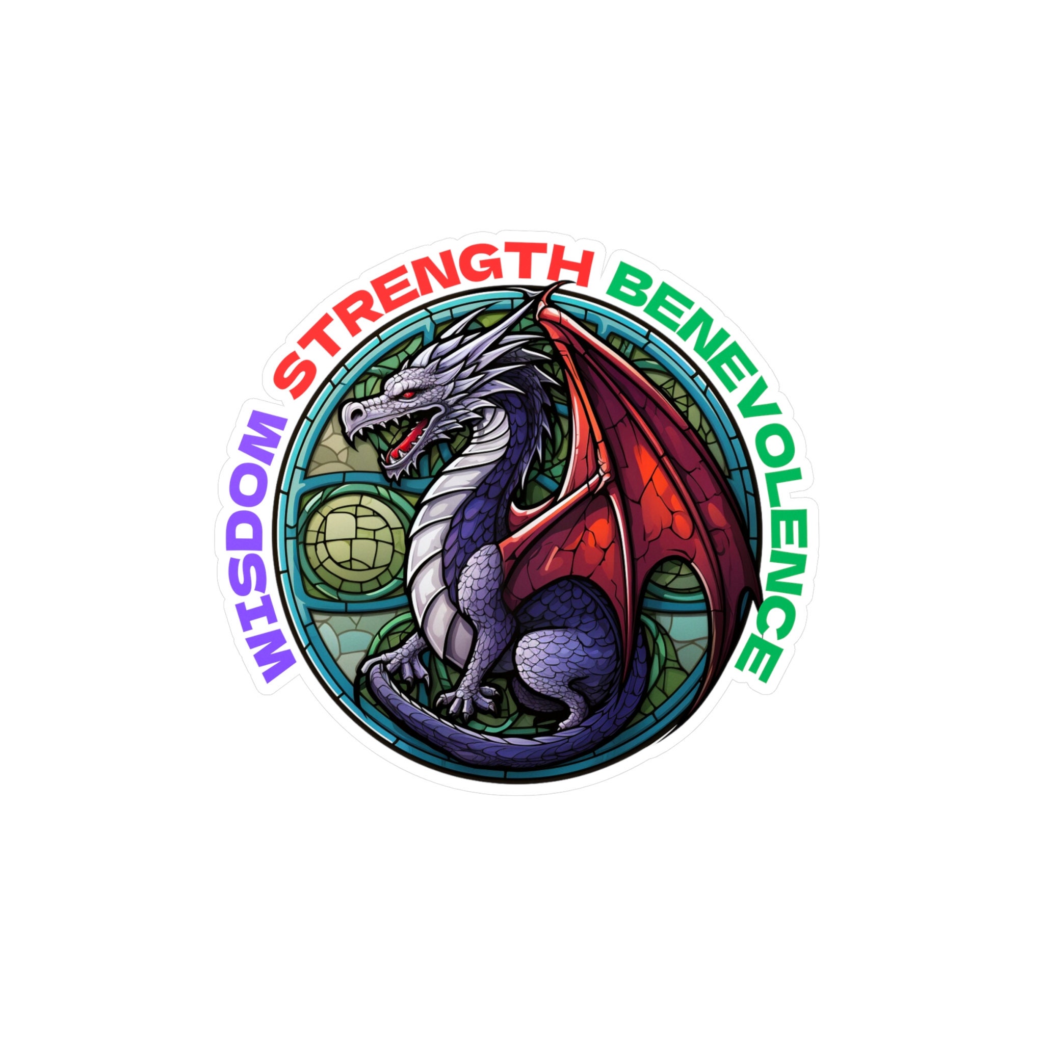 Kiss-cut Vinyl Decals Intricate Dragon Emblem With Words of Wisdom ...