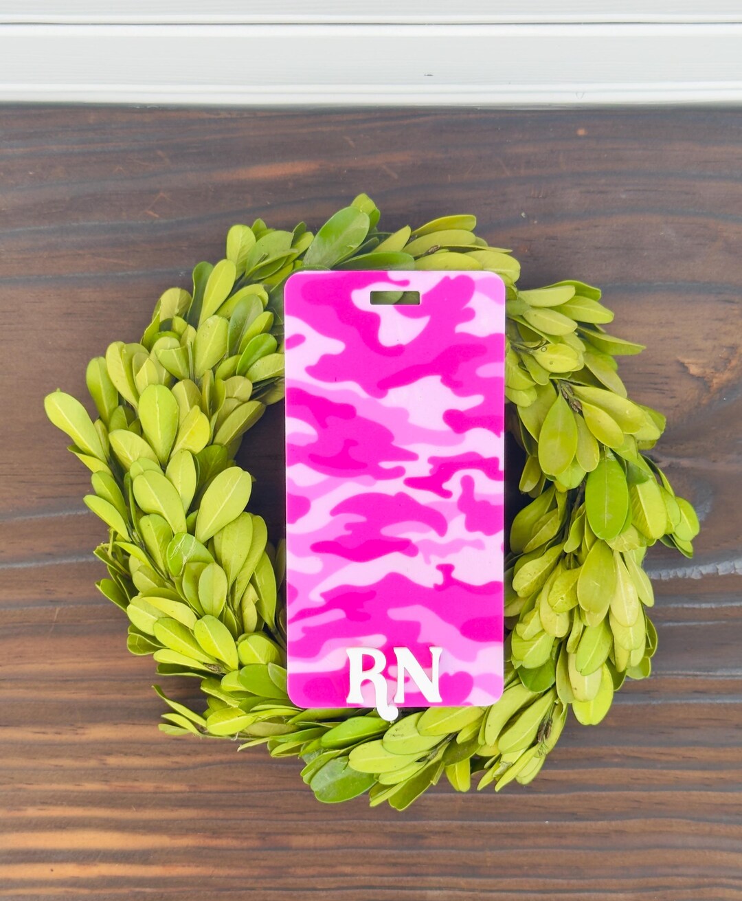 RN Badge Buddy | Pink Camo Acrylic Badge Buddy With Raised Acrylic ...