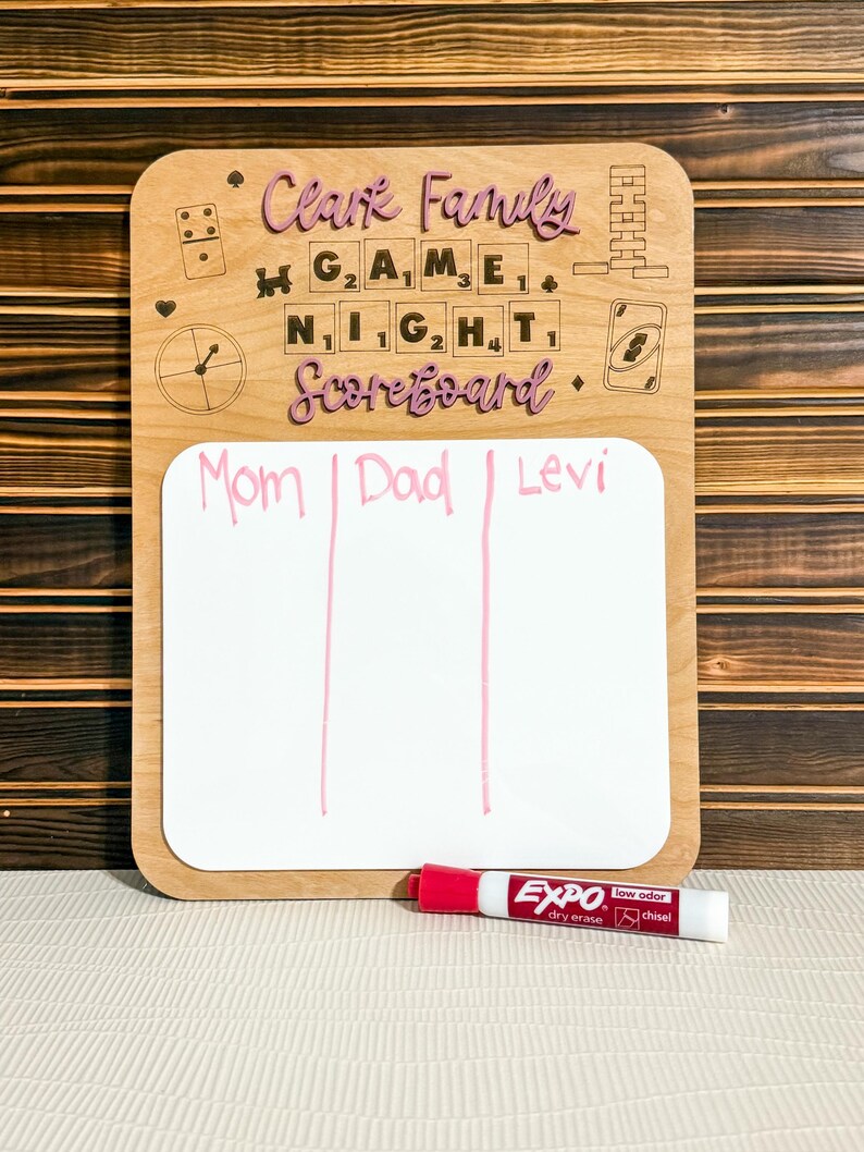 Personalized Family Game Night Scoreboard: Custom Dry Erase Tracker - Etsy