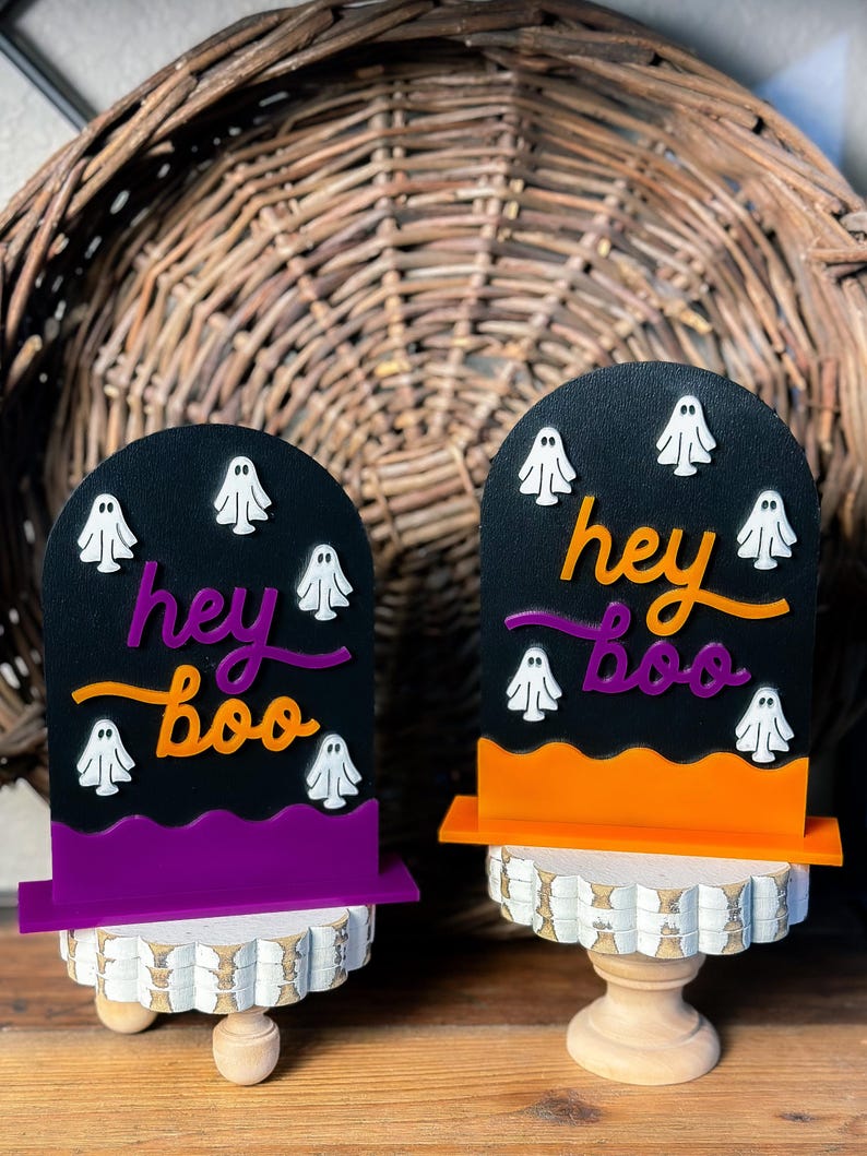 Hey Boo Ghost Mini Sign: Halloween Tiered Tray Decor - Etsy