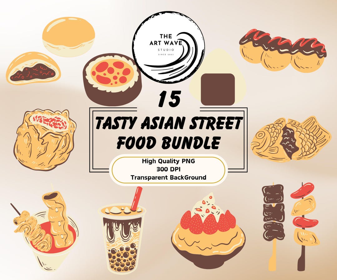 Tasty Asian Street Food Bundle, 10+ PNG, Cricut Silhouette Graphics ...