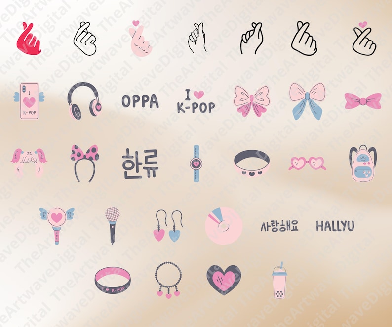 K-pop Elements Bundle, 31 Sublimation PNG, Cricut Silhouette Graphics ...
