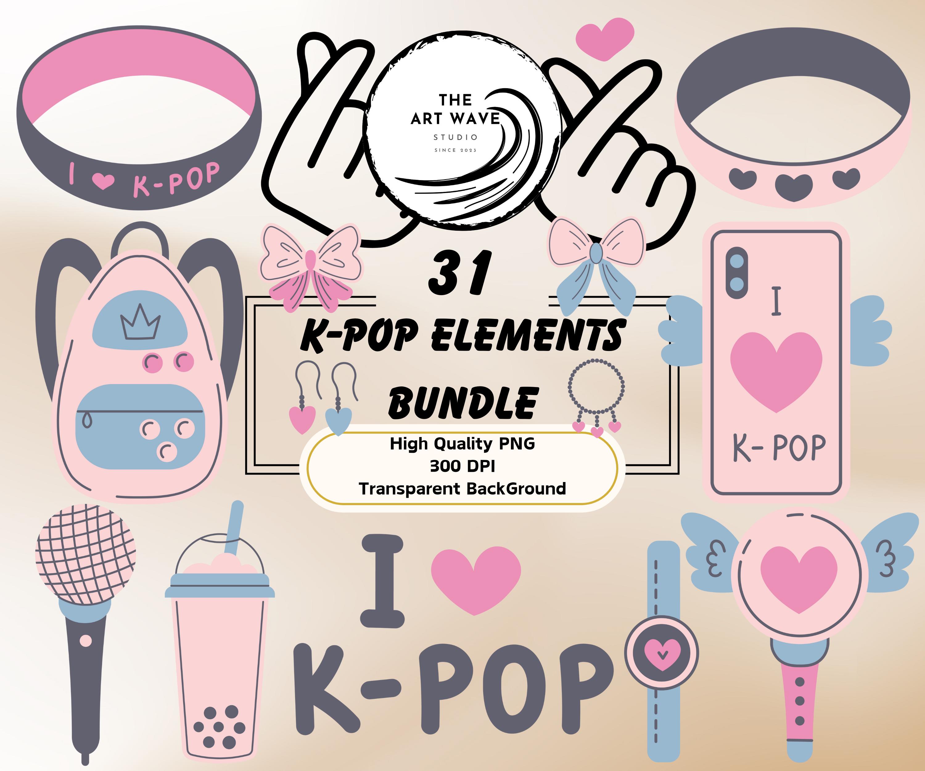 K-pop Elements Bundle, 31 Sublimation PNG, Cricut Silhouette Graphics ...