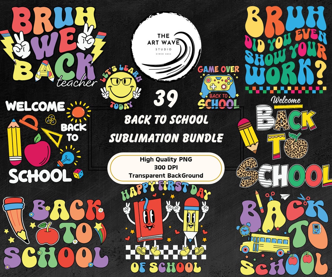 Back to School Sublimation Bundle, 30+ PNG Designs, Cricut Silhouette ...