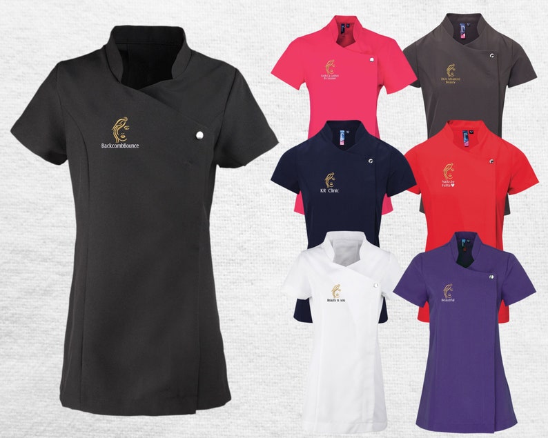 Personalised Salon Beauty Tunic, Embroidered Custom Logo Spa Uniform ...