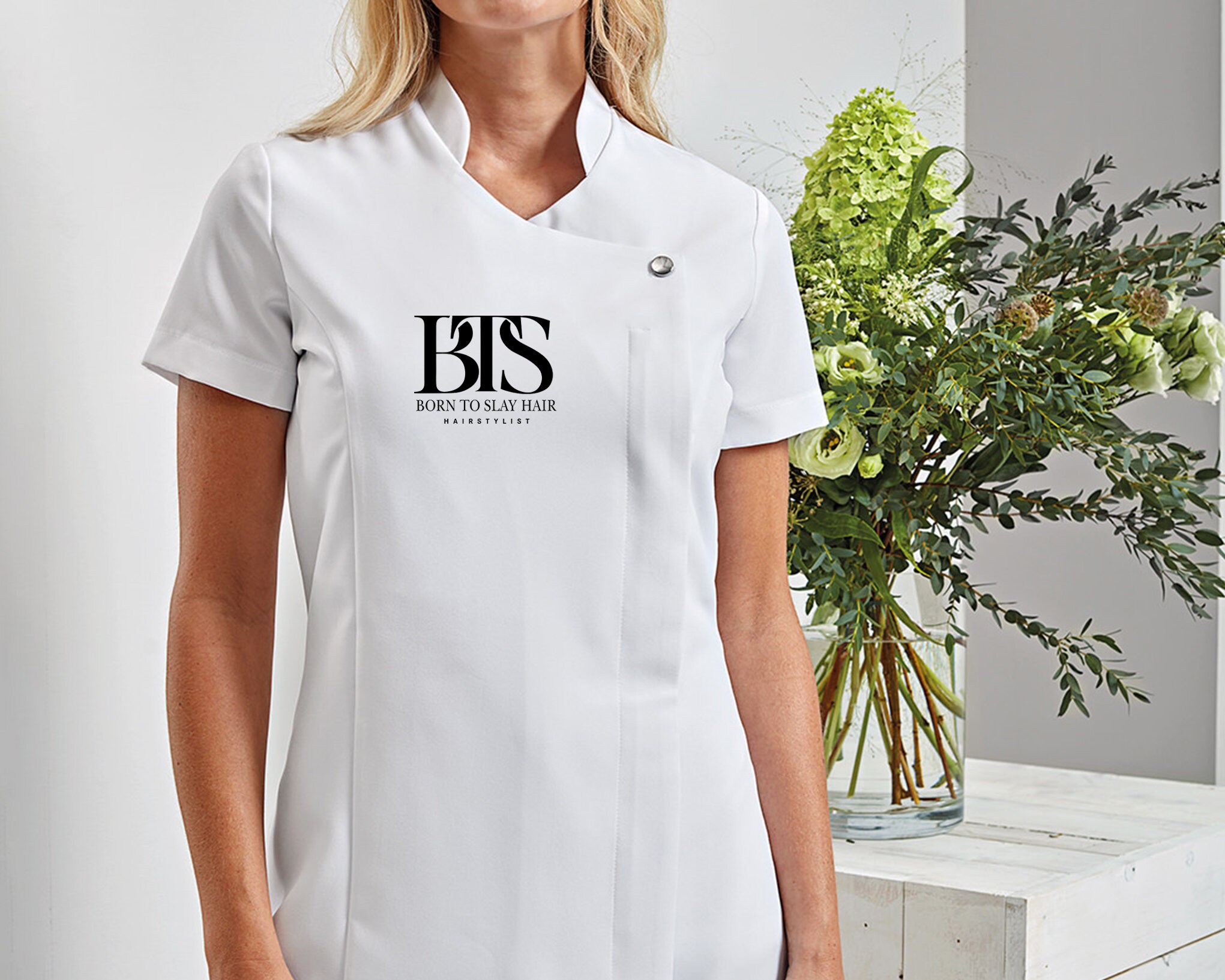 Custom Ladies Tunic, Personalised Saloon Beautician Spa Tunic Uniform ...