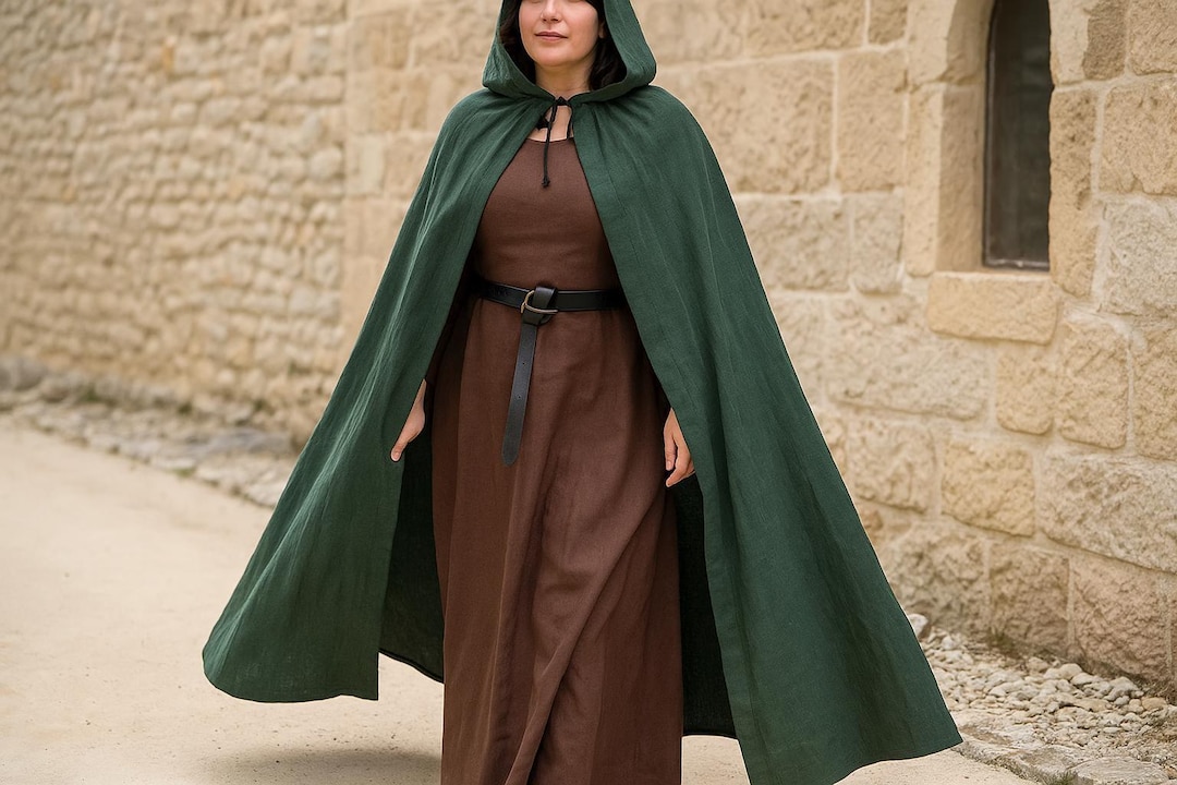 Ren Faire LARP 100% Linen Cloak, Viking Cloak With Hood, Renaissance ...