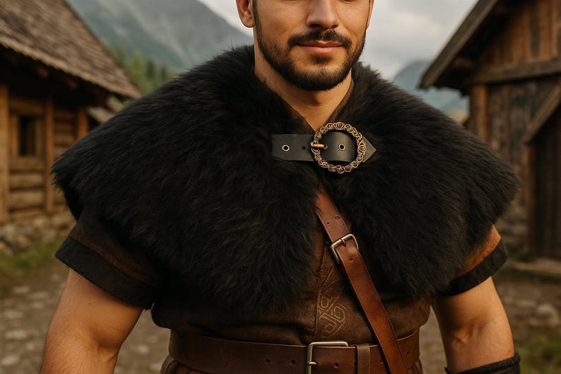 Viking Fur Shoulder Mantle, Knight Faux Fur Cape, Viking Fur Mantle ...