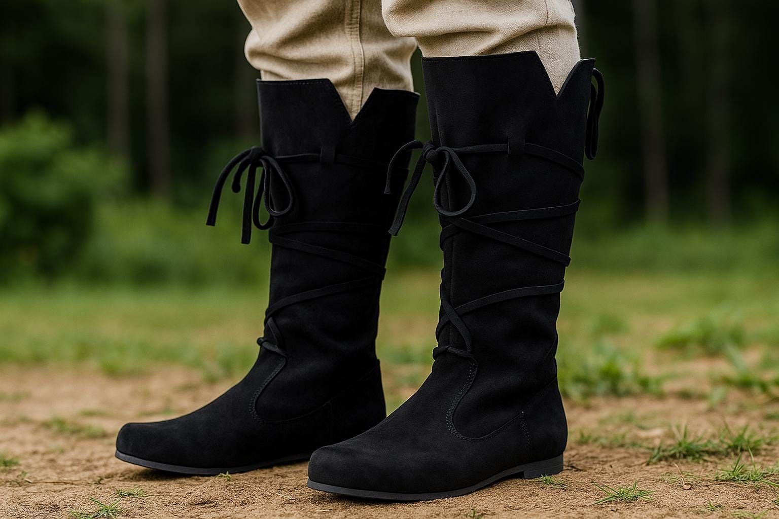 Renaissance Medieval Larp Boots, Ren Faire Viking Pirate Boots, PU ...