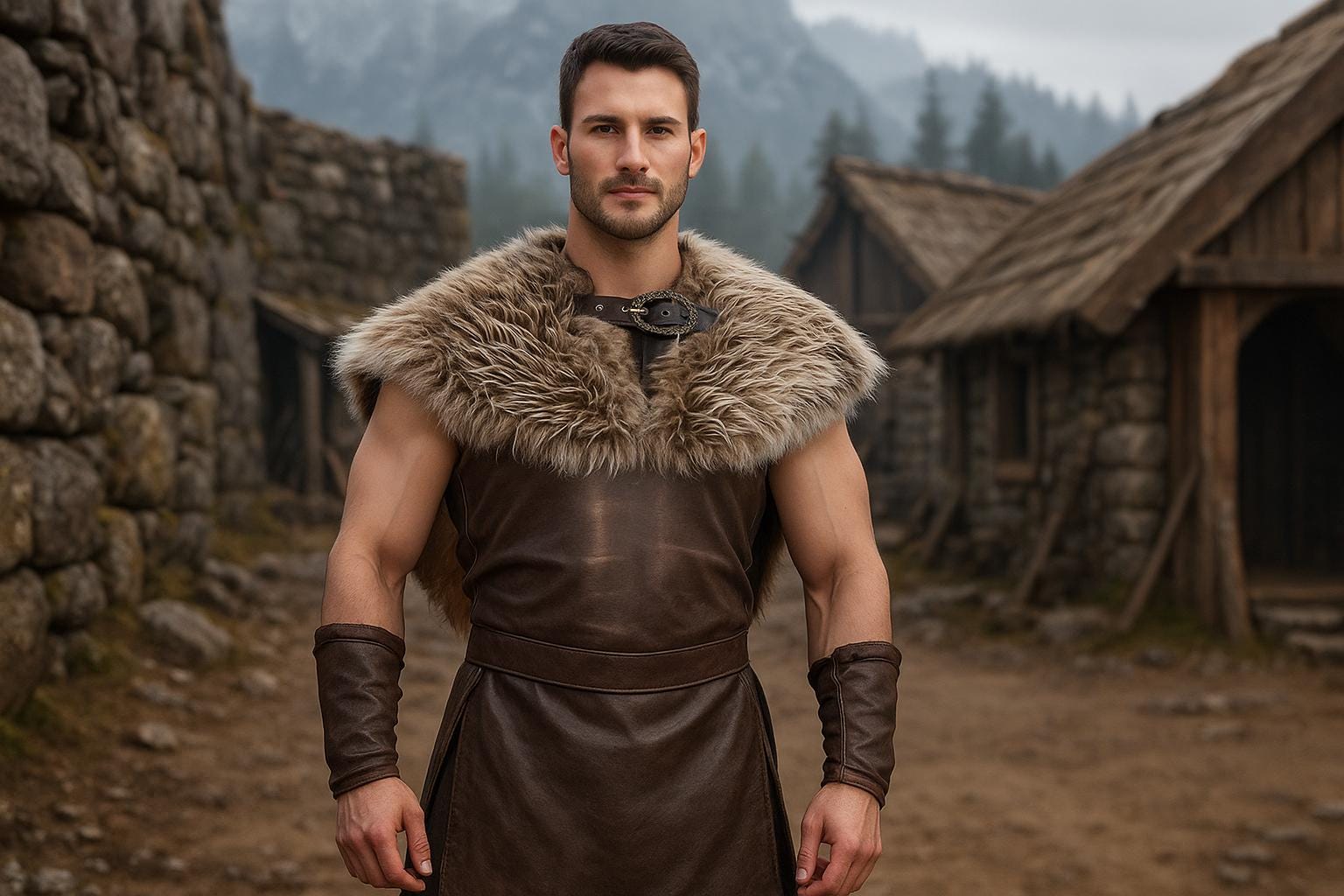 Viking Fur Shoulder Mantle, Knight Faux Fur Cape, Viking Fur Mantle ...