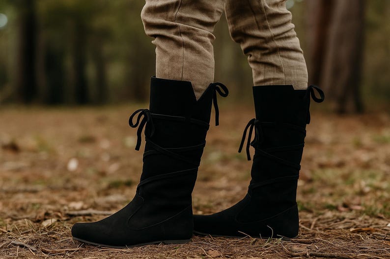 Renaissance Medieval Larp Boots, Ren Faire Viking Pirate Boots, PU ...
