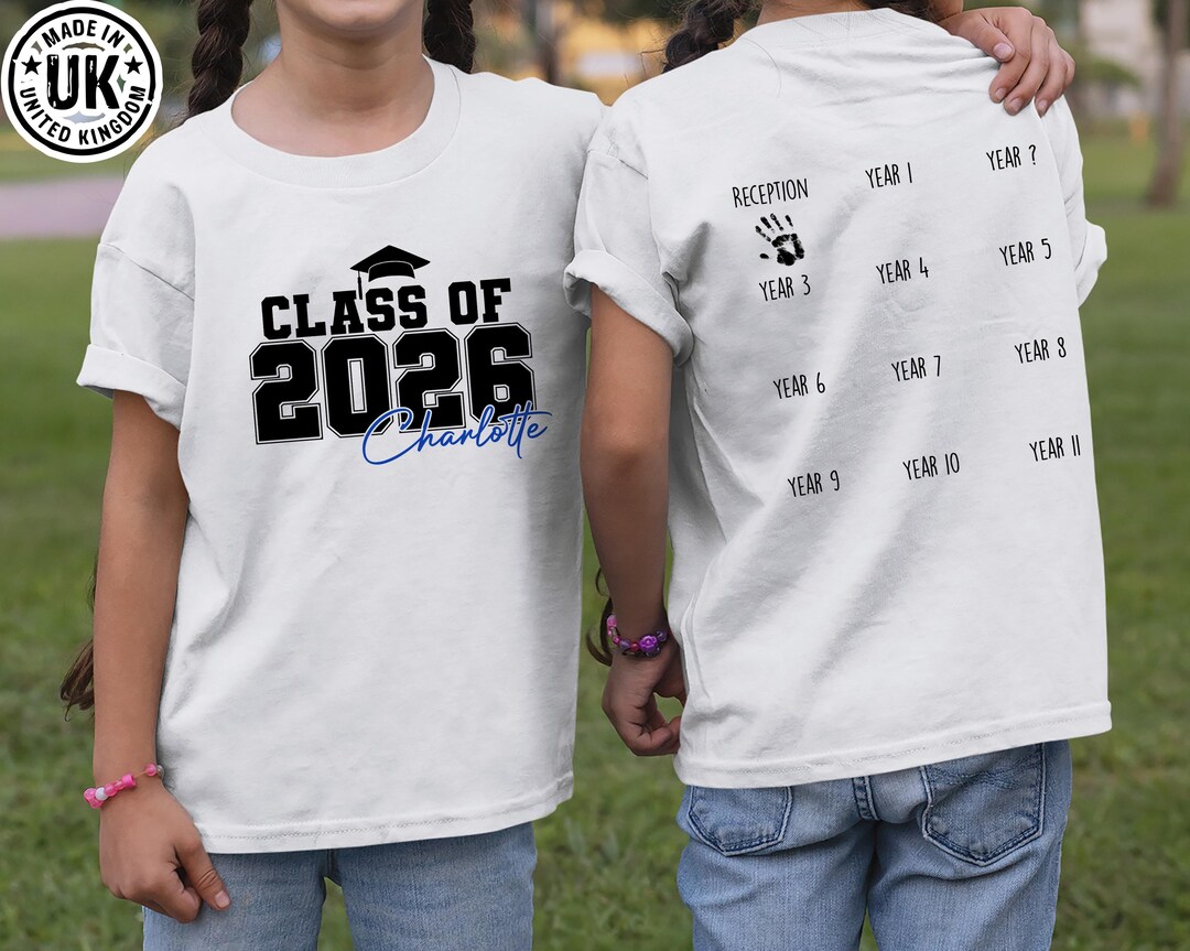 Class of 2026 Handprint Shirt, Personalised Name Kids T-shirt, 2026 ...