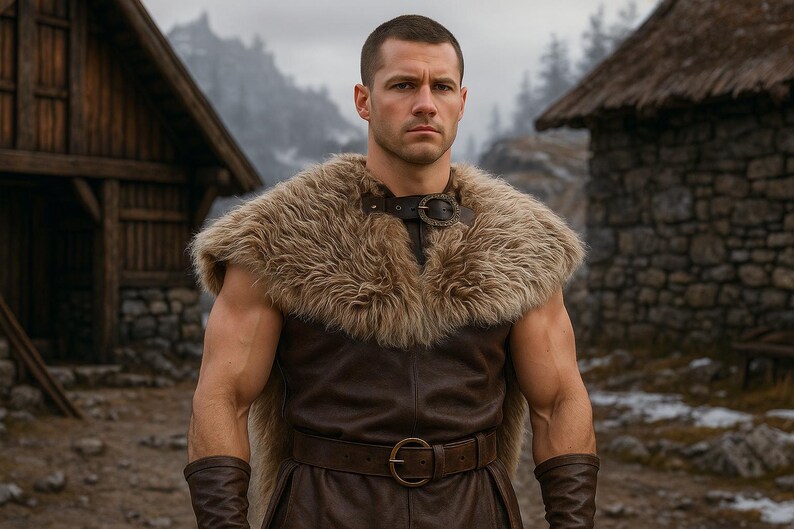 Viking Fur Shoulder Mantle, Knight Faux Fur Cape, Viking Fur Mantle ...