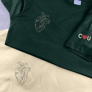 Anatomical Heart Embroidered Tshirt, Personalised Name Initials ...