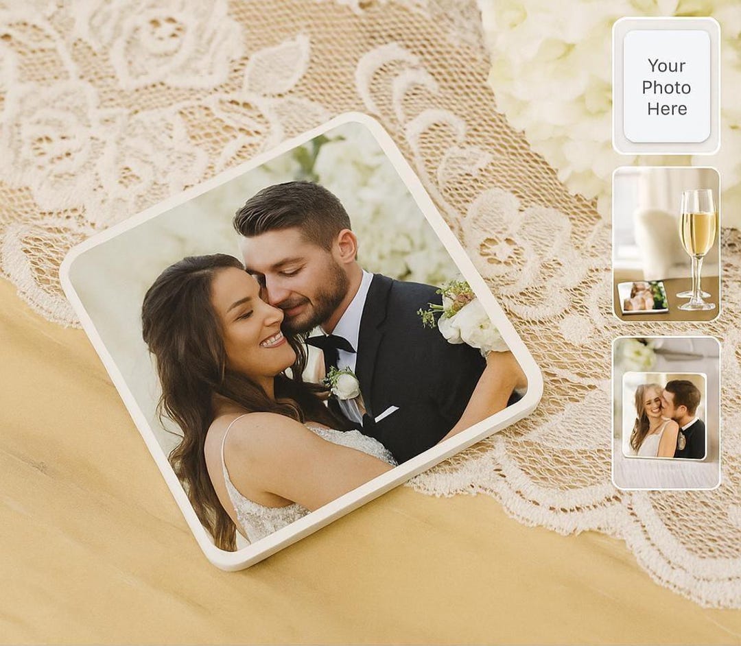 Custom Photo Wedding Coasters: Personalized Favor, Unique Reception ...