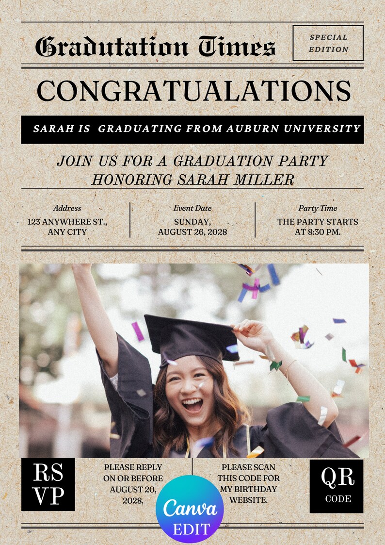 Graduation Newspaper Announcement - Etsy