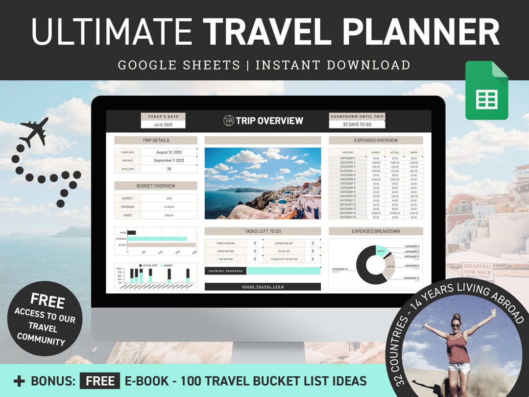 Travel Planner Google Sheets, Google Sheets Template, Digital Travel ...
