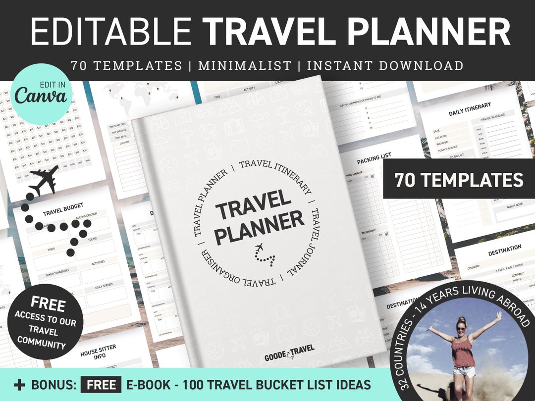 Editable Travel Planner Template, Trip Itinerary Planner, Canva Travel ...