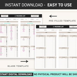Group Packing List, Google Sheets Packing List, Group Travel Organiser ...