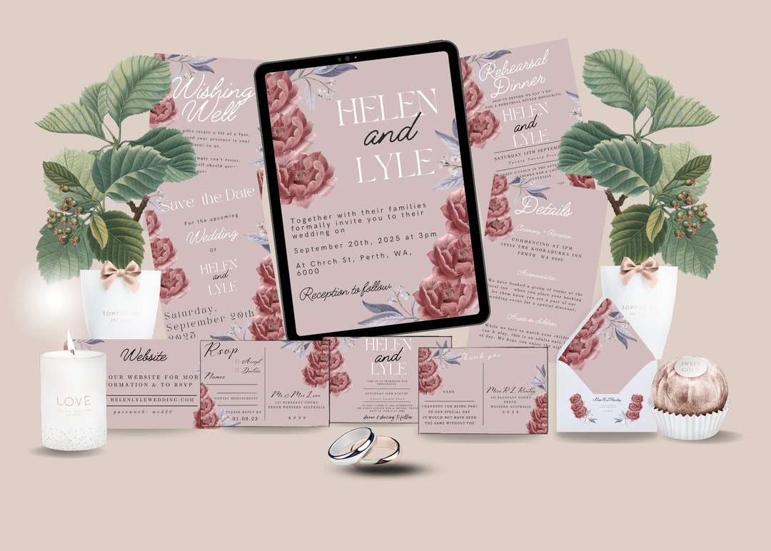 Wedding Invitation Set / Bundle INSTANT DOWNLOAD Template Download DIY ...
