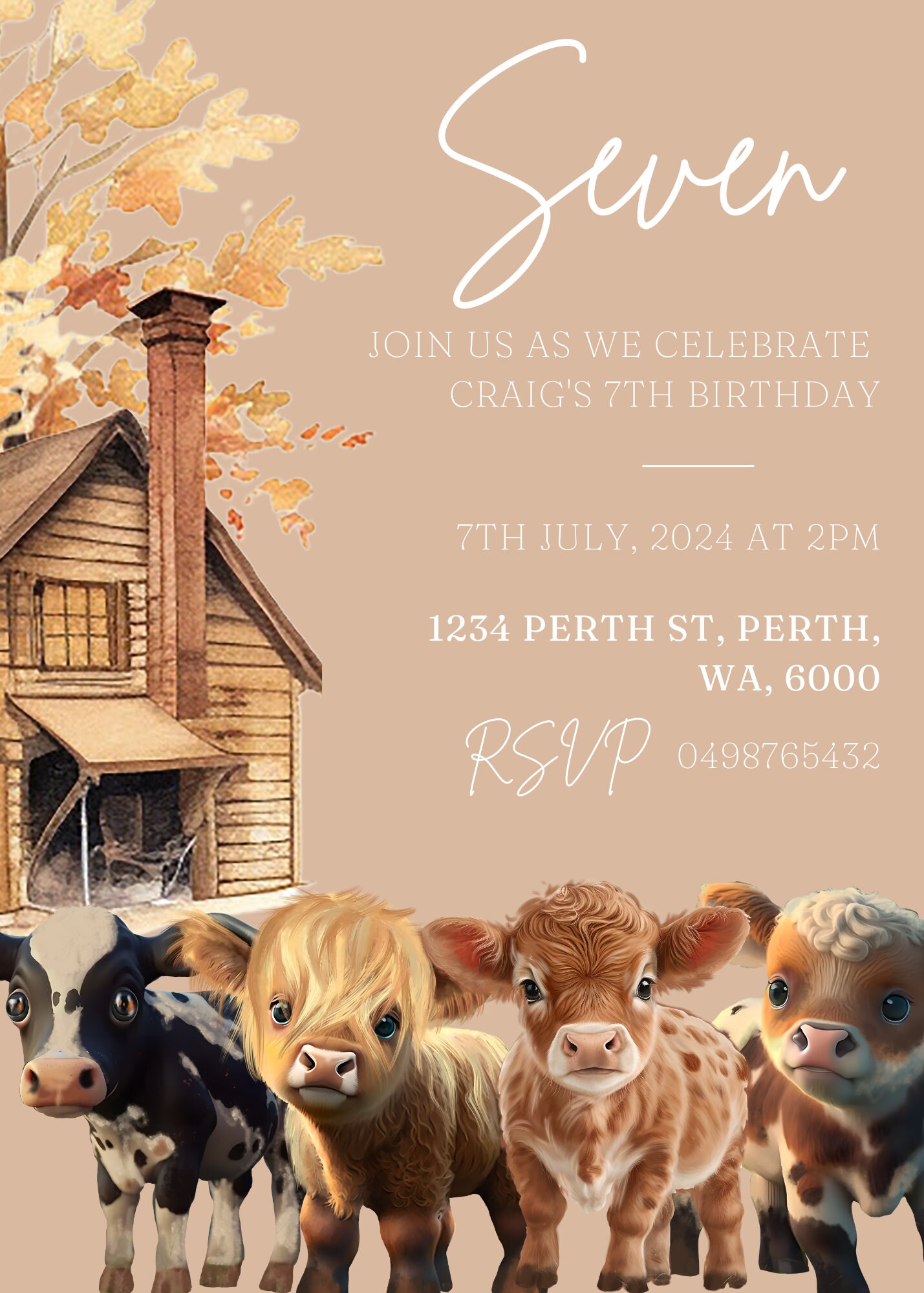 Little Highland Cow and Friends Cute Editable Birthday Bundle ...