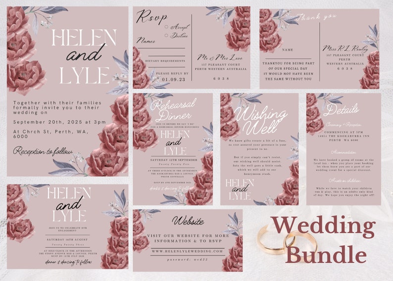 Wedding Invitation Set / Bundle INSTANT DOWNLOAD Template Download DIY ...
