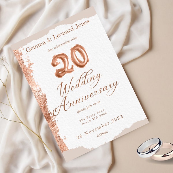 20th Wedding Anniversary Invite - Etsy