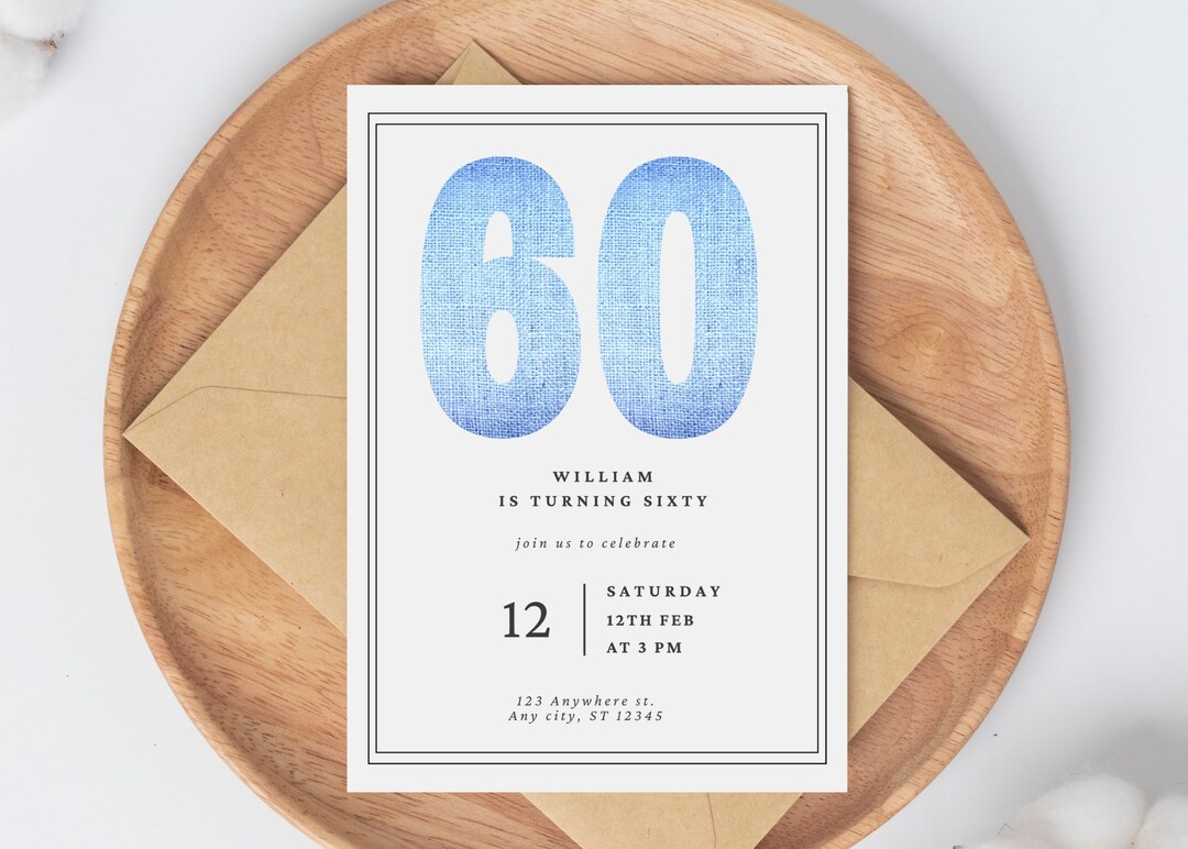 60th Birthday Invite, Instant Download Digital Invite, Editable Digital ...