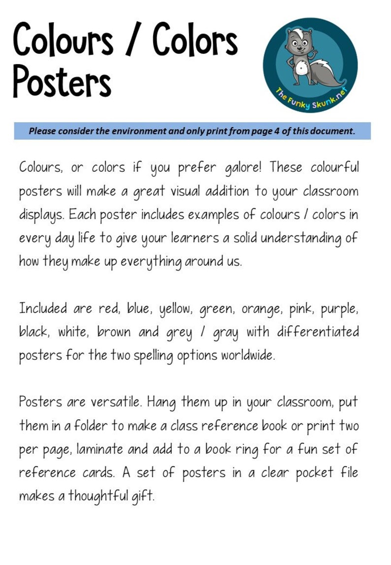 Color Posters for Kids - Etsy