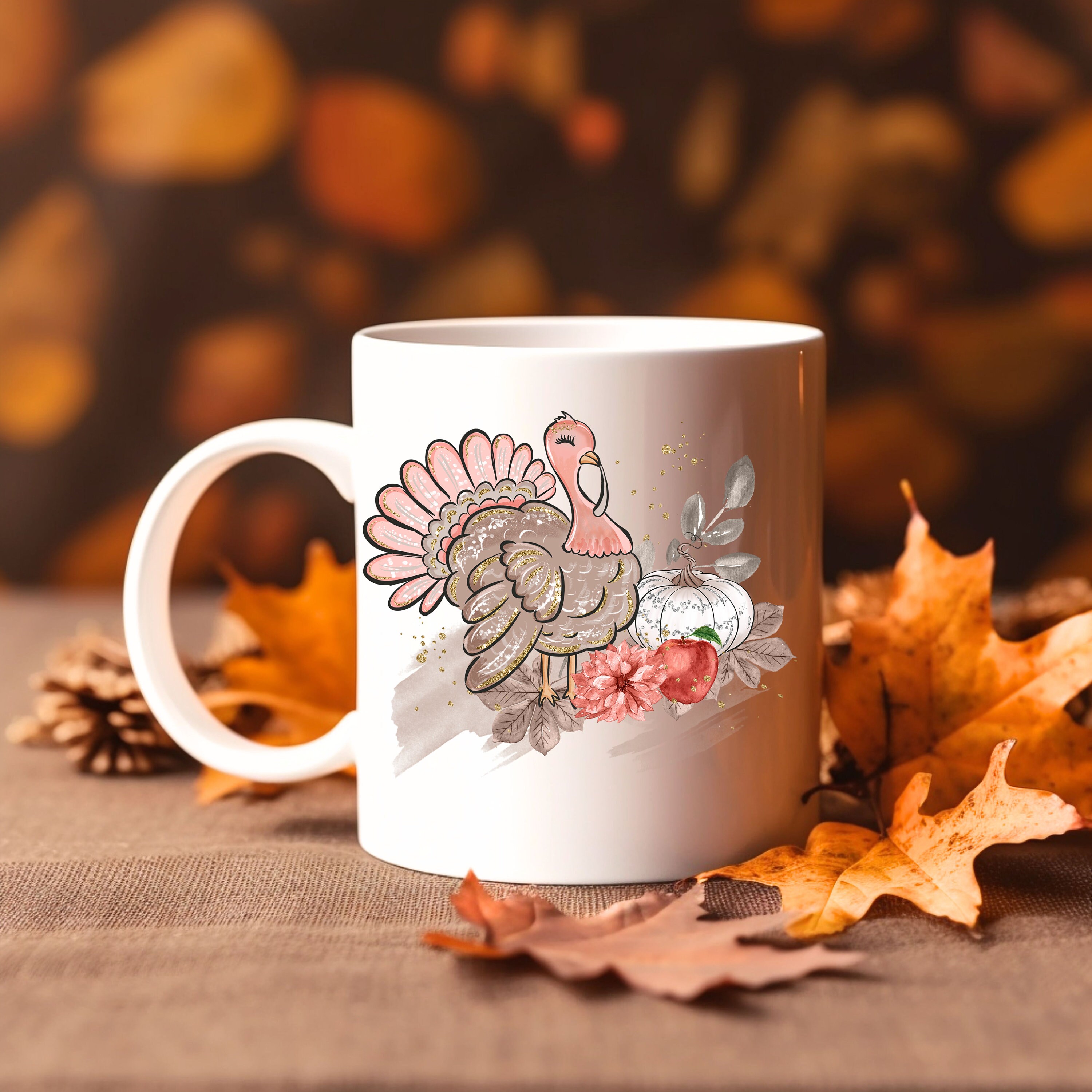 Thanksgiving Mug Pink Turkey so Cute - Etsy