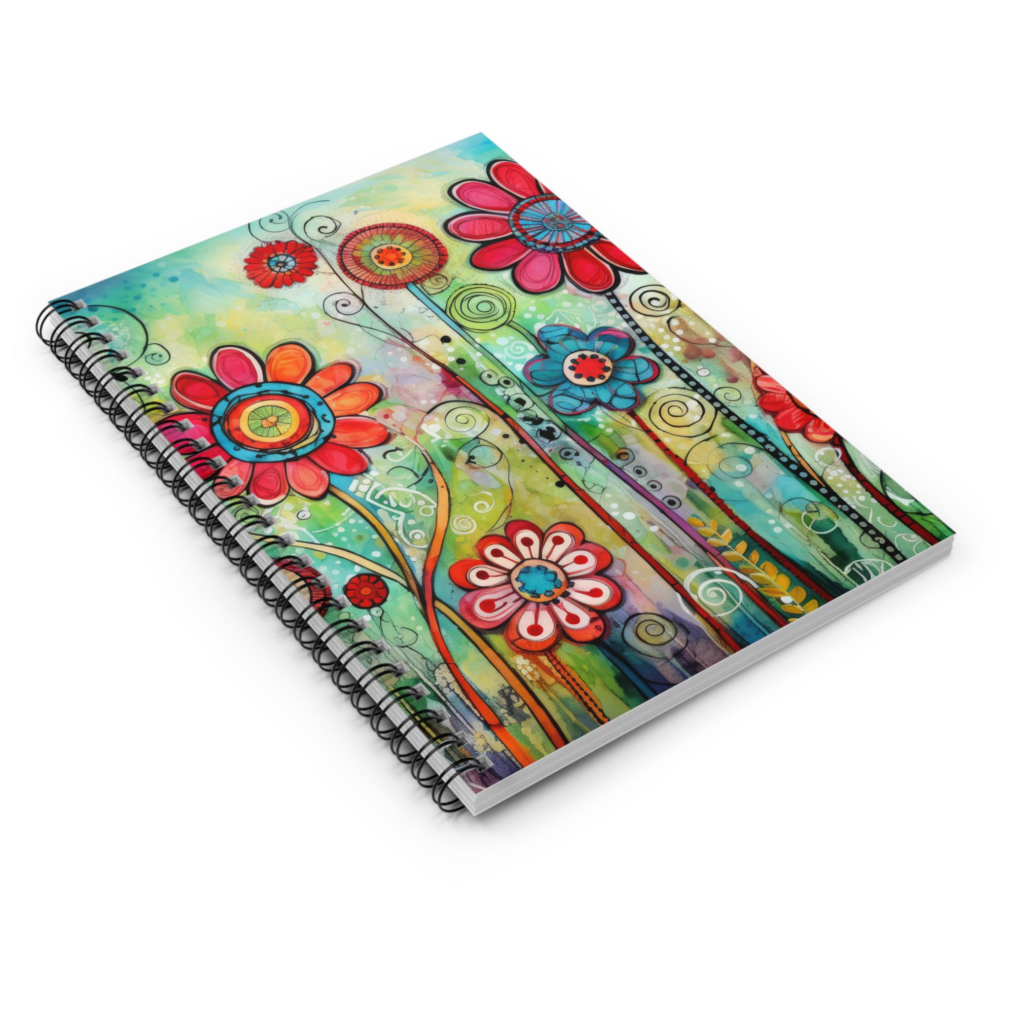 Spiral Notebook Whimsical Flowers - Etsy