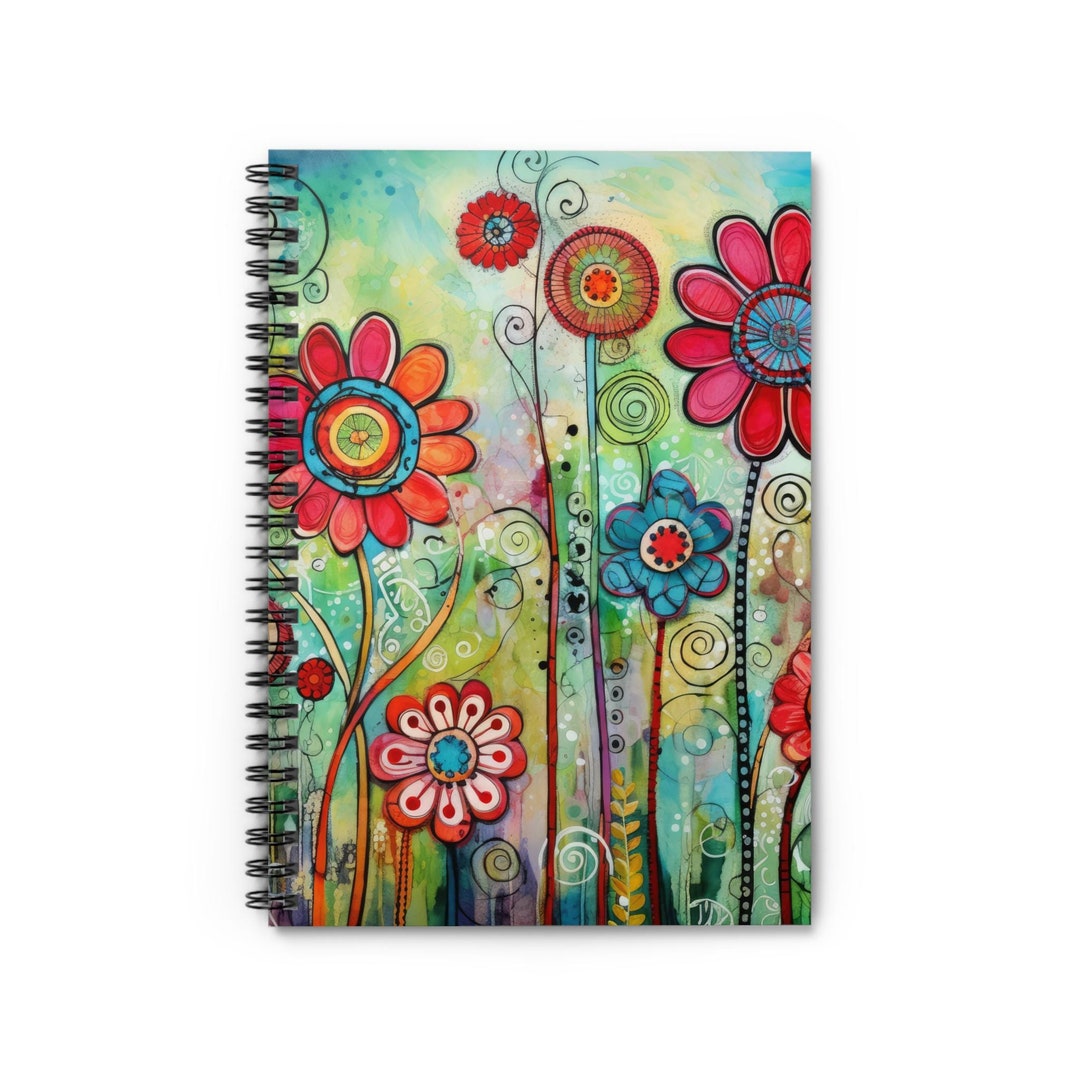 Spiral Notebook Whimsical Flowers - Etsy