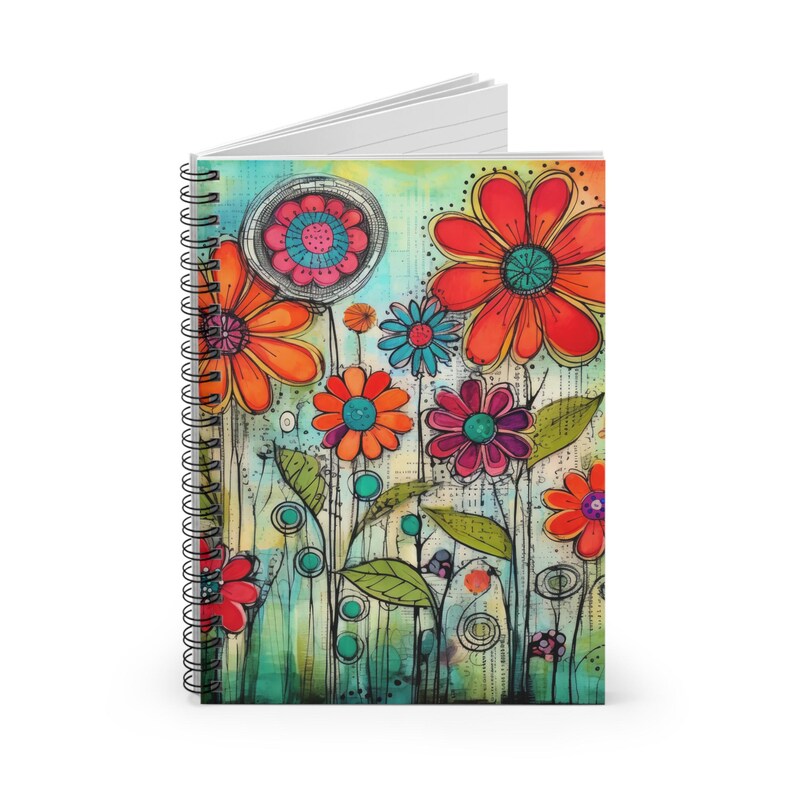 Spiral Notebook Whimsical Flowers - Etsy