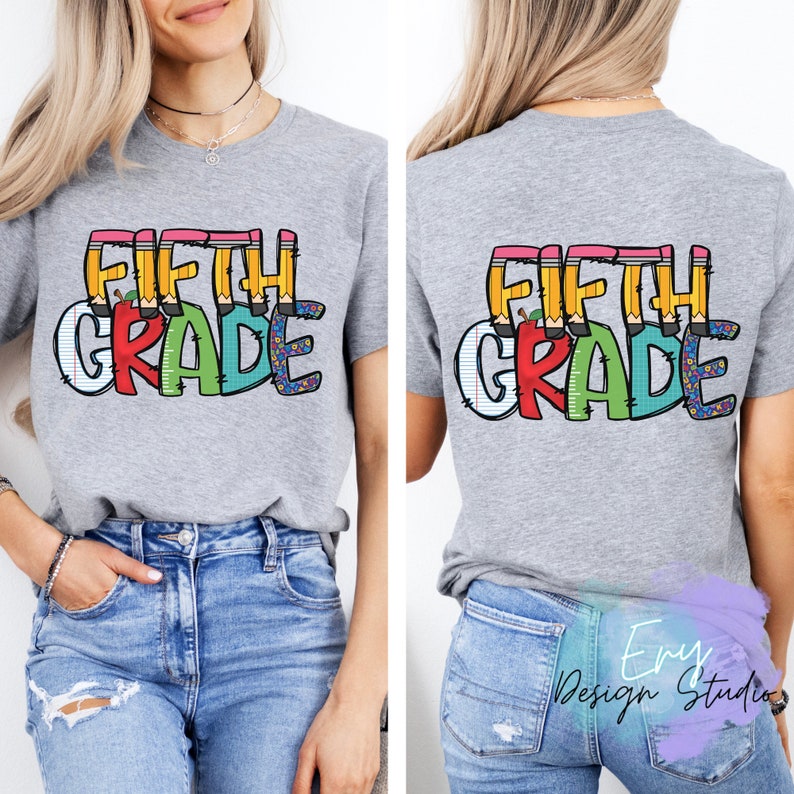 Fifth Grade Teacher PNG, Cute School Supplies Fifth Grade Shirt Design ...