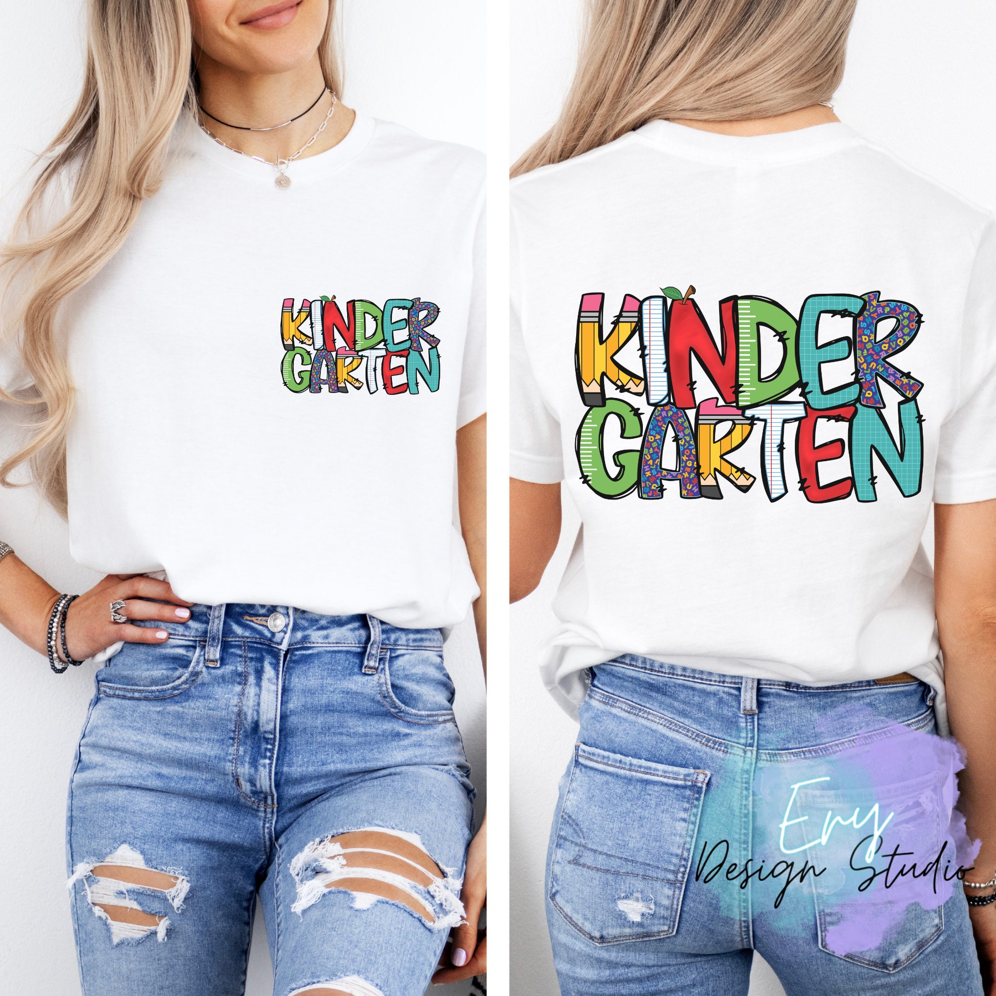 Kindergarten Teacher PNG, Cute School Supplies Kindergarten Shirt ...