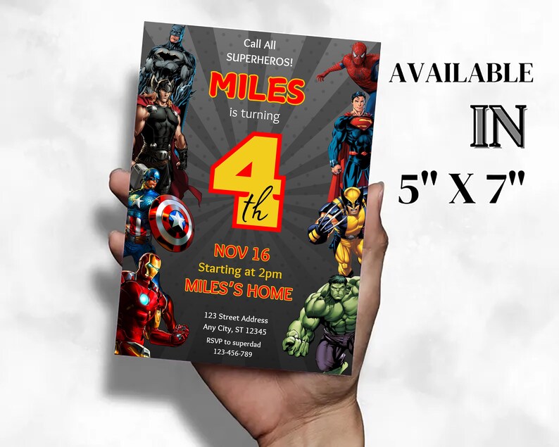 Editable Superheroes Birthday Invitation: Avengers Party (digital ...