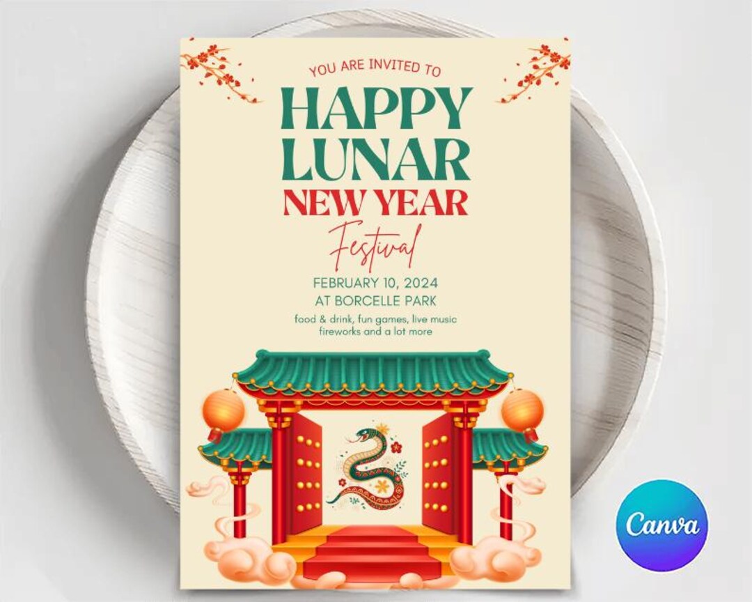 Editable Chinese New Year Invitation Template, Printable 2025 Year of ...