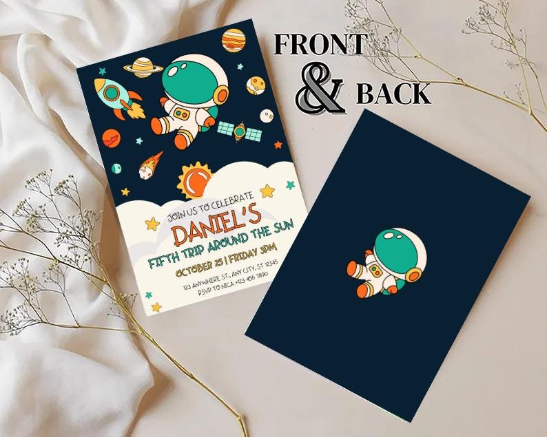 Editable Space Birthday Invitation: Galaxy Astronaut Party (digital ...