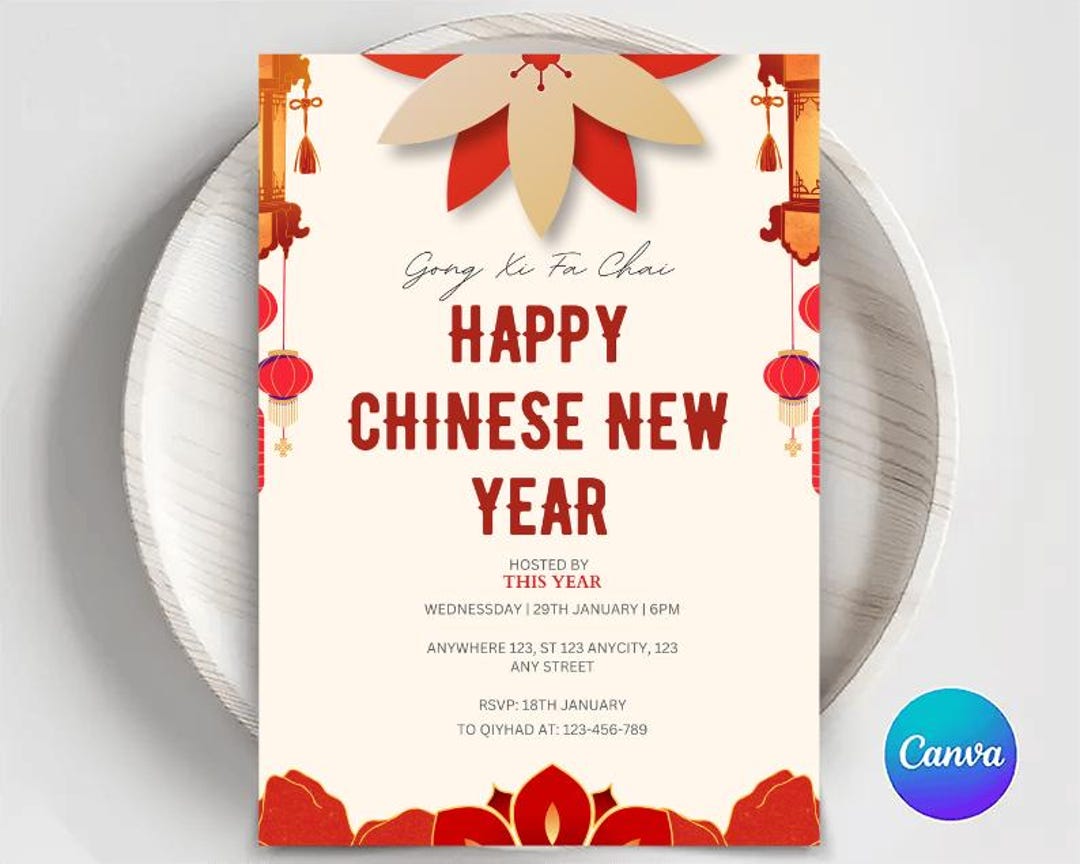 Editable Chinese New Year 2025 Invitation: Year of the Snake (digital ...
