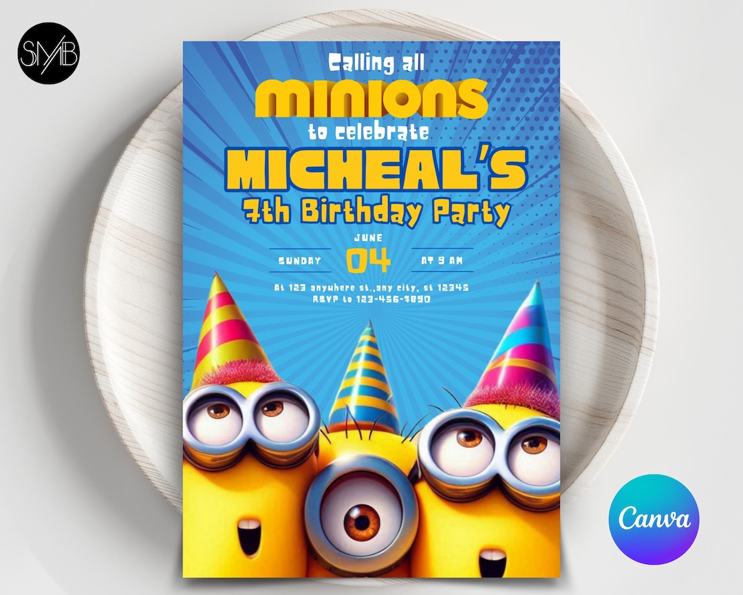 Minions Birthday Invitation: Editable Template (5x7) (digital Download ...