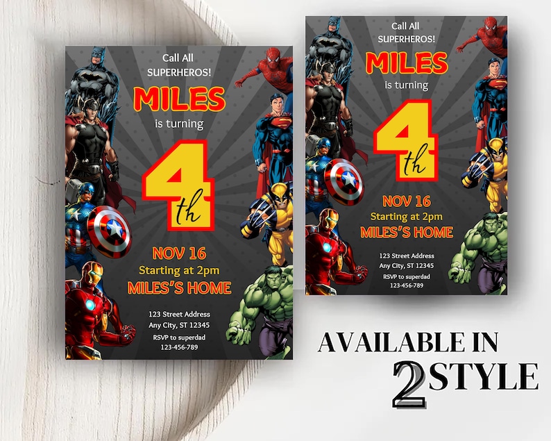 Editable Superheroes Birthday Invitation: Avengers Party (digital ...